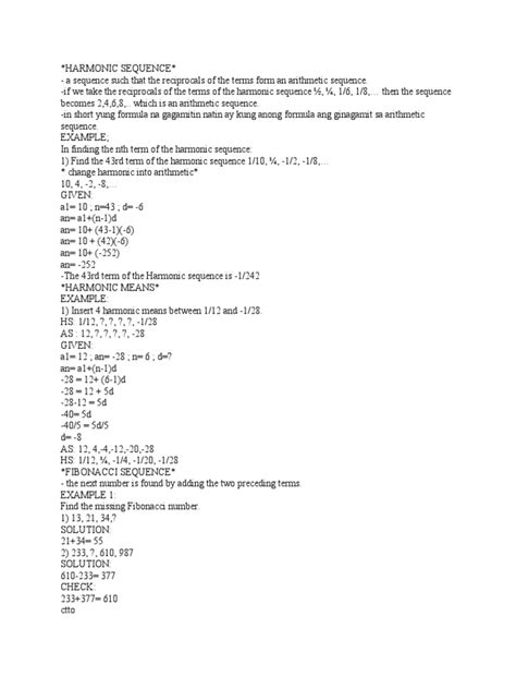 Harmonic Sequence Pdf