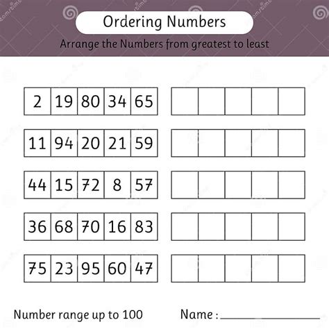 Ordering Numbers Worksheet Arrange The Numbers From Greatest To Least