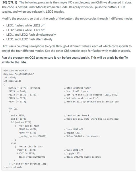 Solved Uses The MSP430 MicroController Code Composer Studio Chegg Com