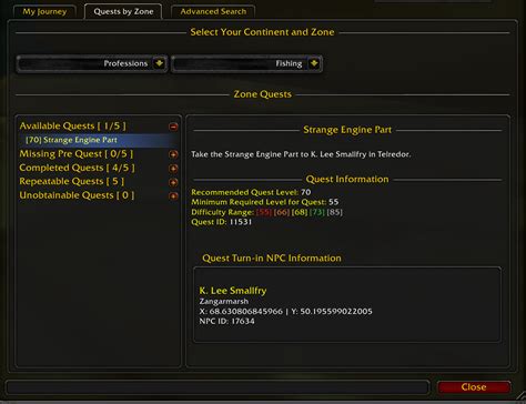 Tbc Quest Strange Engine Part Should Be Listed As A Repeatable
