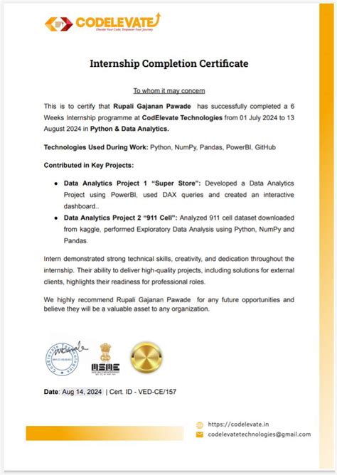 Rupali Pawade On Linkedin Internshipcompletioncertificate Codelevate