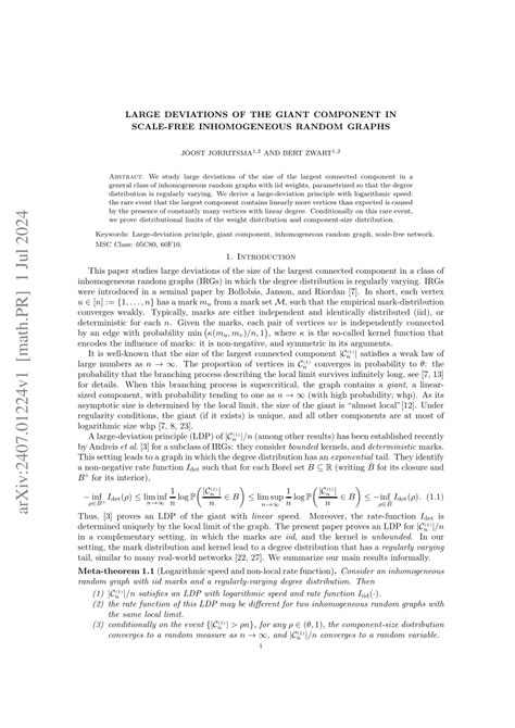 pdf large deviations of the giant component in scale free inhomogeneous random graphs