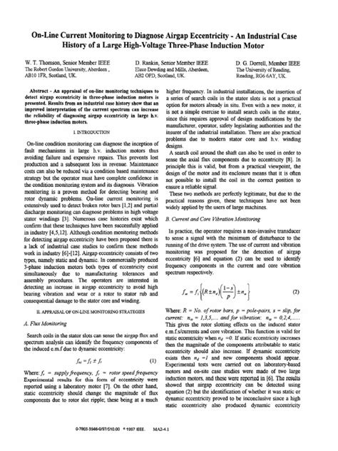 On Line Current Monitoring To Diagnose Airgap Eccentricity An