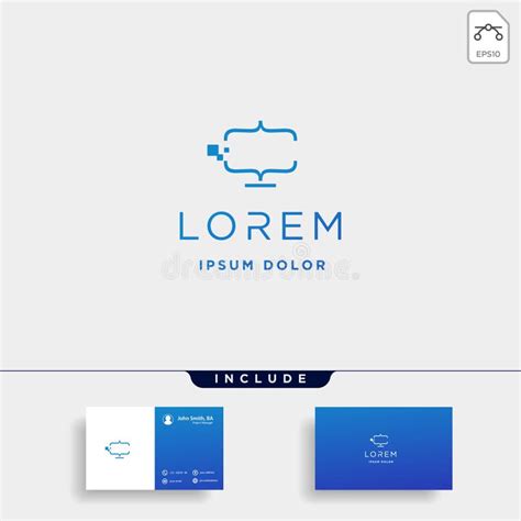 Coding Digital Logo Design Template Vector Lineart Stock Vector