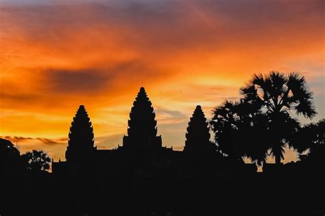 Premium Photo Angor Wat At Dawn Temple Silhouette Buddhist Temple