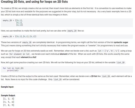 Solved Creating 2D Lists And Using For Loops On 2D Lists To Chegg