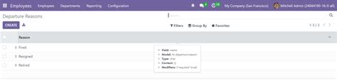 Departure Reason In Odoo 16 Employees App Odoo V16 Community Edition Book