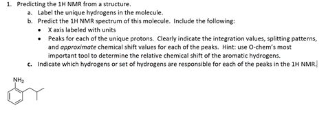 Solved Predicting The 1H NMR From A Structure A Label The Chegg Com