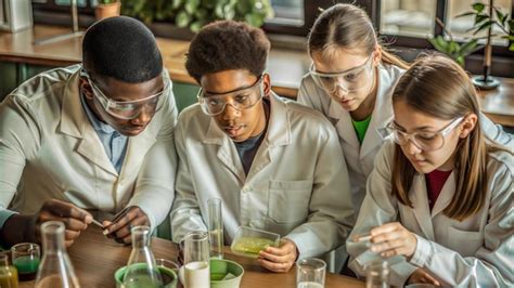 A Group Of People Are Looking At A Scientific Scientific Scientific Experiment Premium Ai