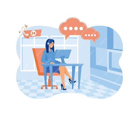 Premium Vector Customer Service Hotline Operator Advises Customer Online Global Technical
