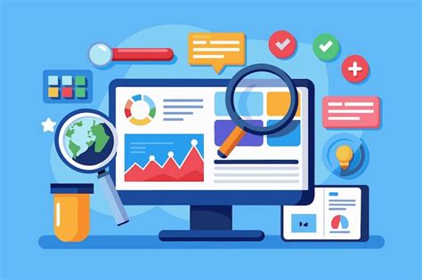 Premium Vector An Illustration Of A Computer Screen Displaying Data And Analytics With