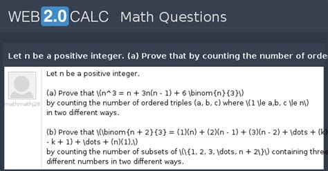 view question let n be a positive integer a prove that by counting