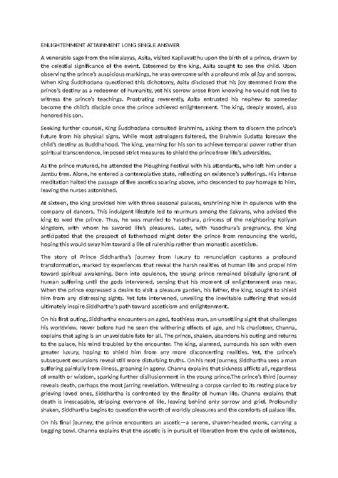 Enlightenment Attainment Long Single Answer Enlightenment Attainment Long Single Answer A