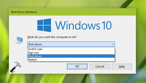 Change Default Setting For Shut Down Windows Dialog