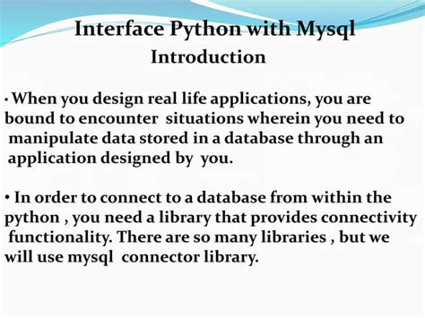 Interface With Mysqlpptx