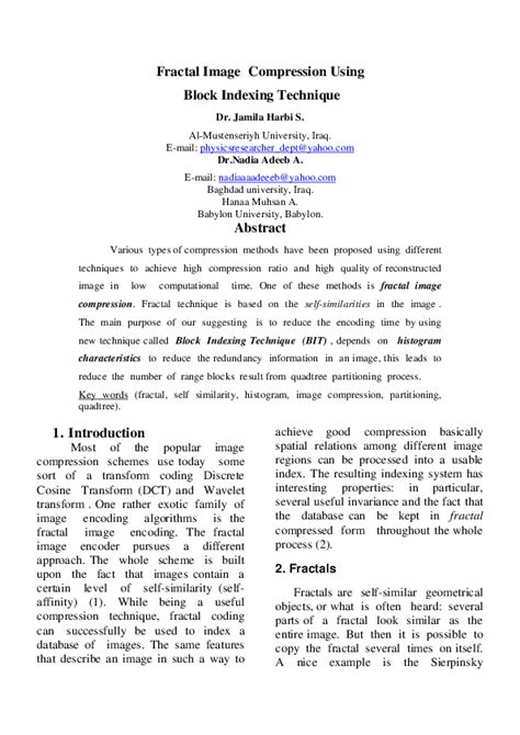 pdf fractal image compression using block indexing technique