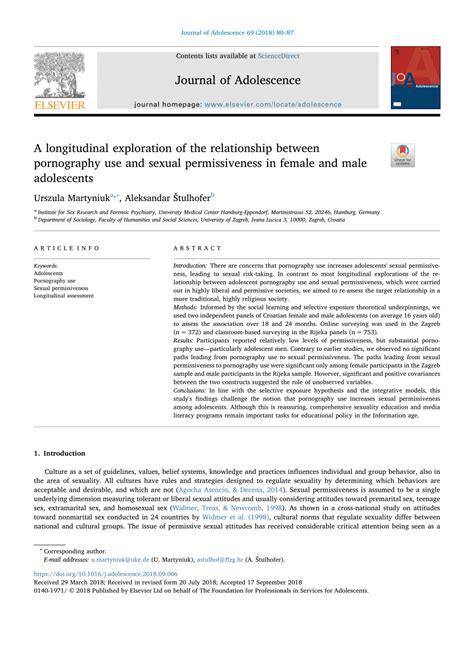 PDF A Longitudinal Exploration Of The Relationship Between Pornography Use And Sexual