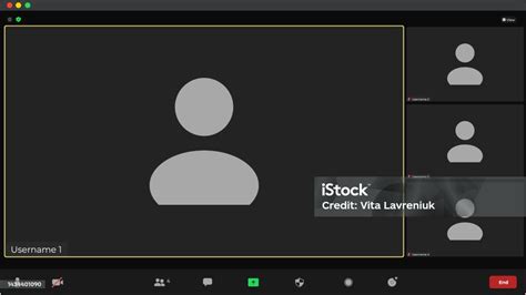 화상 회의 사용자 인터페이스 소셜 커뮤니케이션을위한 응용 프로그램 사용자 웹 화상 통화 창입니다 화상 회의 응용 프로그램의 화면 표시 검은 배경의 웨비나 개념에 대한 스톡