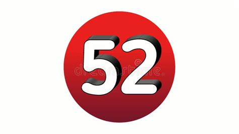 3D Number 52 Sign Symbol Animation Motion Graphics Icon On Red Sphere