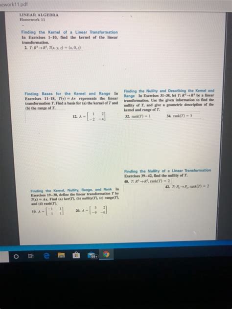 Solved Nework11pdf Linear Algebra Homework 11 Finding The