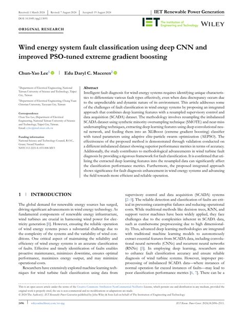 Pdf Wind Energy System Fault Classification Using Deep Cnn And