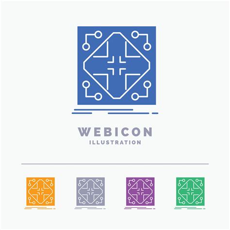 Data Infrastructure Network Matrix Grid 5 Color Glyph Web Icon