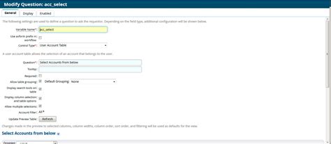 Rsa Identity Governance And Lifecycle User Account Table Control Type In The Request Form Does