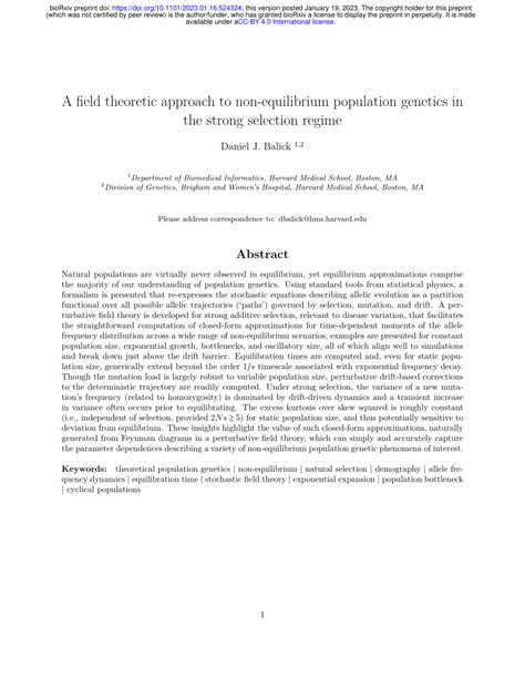 Pdf A Field Theoretic Approach To Non Equilibrium Population Genetics In The Strong Selection
