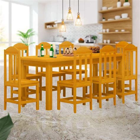 Mesa De Jantar 8 Lugares Retangular Madeira Casas Bahia