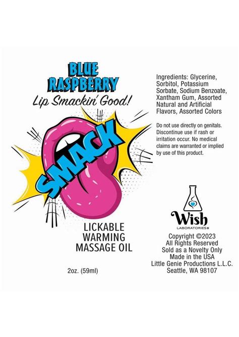 Smack Lickable Massage Oil 2oz Blue Raspberry From Cherry Pie Online