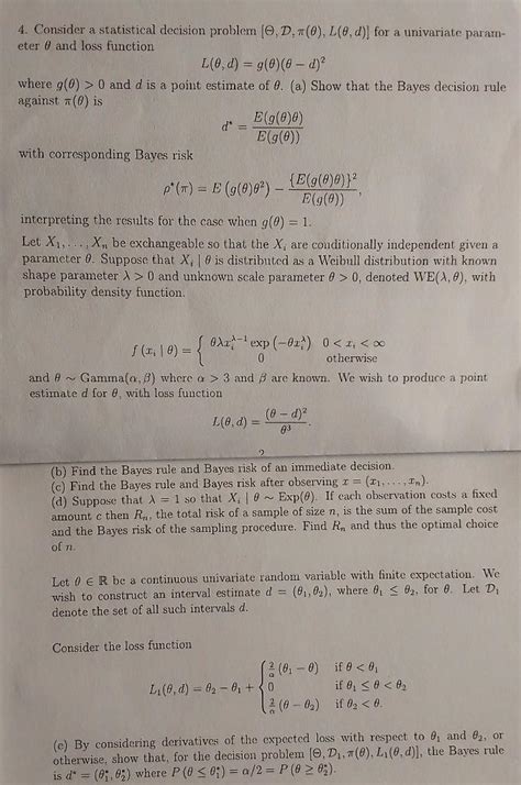 Solved Consider A Statistical Decision Problem Chegg Com