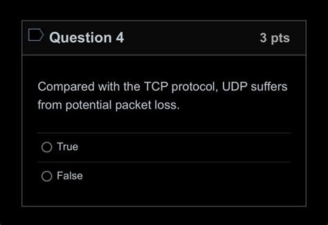 Solved Question 4 3 Pts Compared With The TCP Protocol UDP Chegg Com