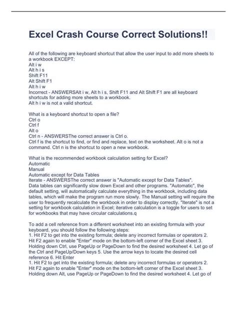 excel crash course correct solutions excel crash stuvia us