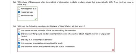 Solved A Which Type Of Bias Occurs When The Method Of Chegg Com