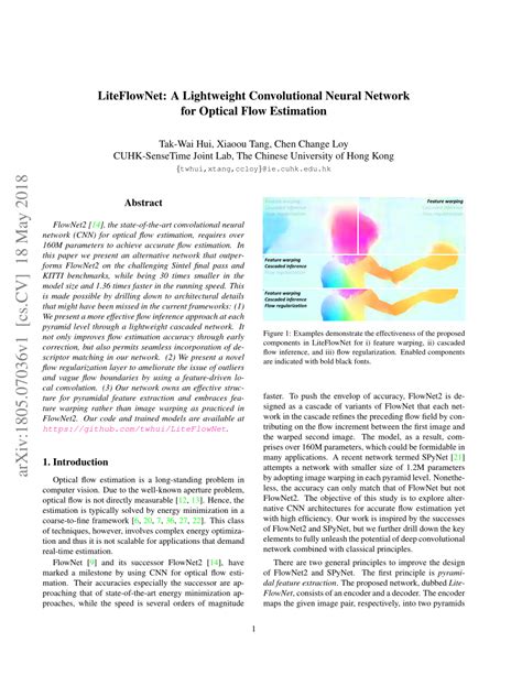 pdf liteflownet a lightweight convolutional neural network for