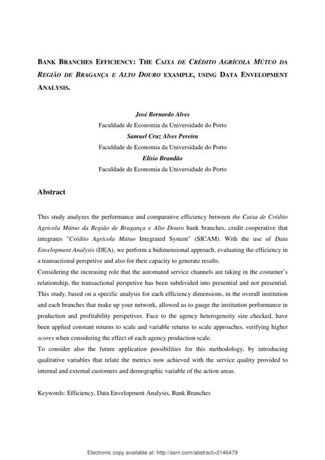 Pdf Bank Branches Efficiency Using Data Envelopment Analysis