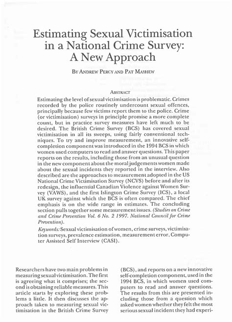 PDF Estimating Sexual Victimisation In A National Crime Survey A New Approach