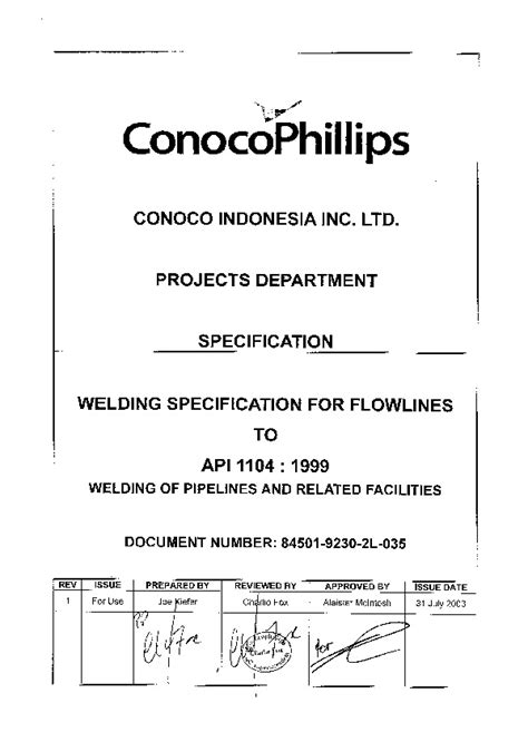 COPI Welding Spec For Flowlines To API 1104 1999 PDFCOFFEE COM