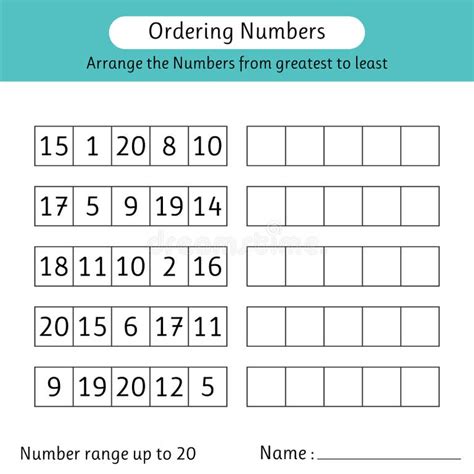 Ordering Numbers Worksheet Arrange The Numbers From Greatest To Least Number Range Up To 20