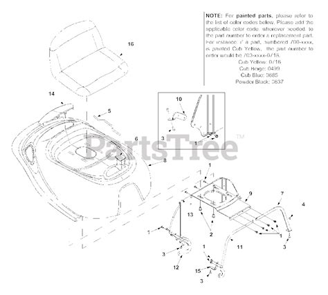 Cub Cadet 1027 13a 328 101 Cub Cadet Rear Engine Riding Mower 2002 Seat And Hood Parts