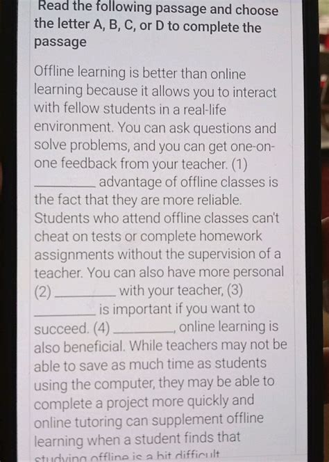 Read The Following Passage And Choose The Studyx