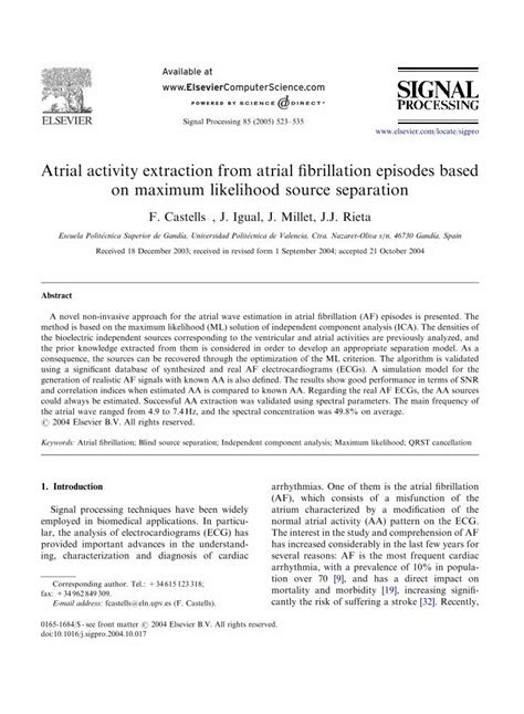 Pdf Atrial Activity Extraction From Atrial Fibrillation Episodes
