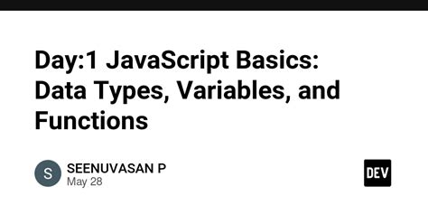 Day1 Javascript Basics Data Types Variables And Functions Dev Community