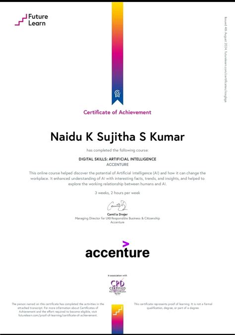 naidu k sujitha s kumar on linkedin ai futurelearn certified accenture