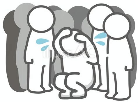 頭を守ってしゃがむ人 囲まれるイラスト No 24815829｜無料イラスト・フリー素材なら「イラストac」