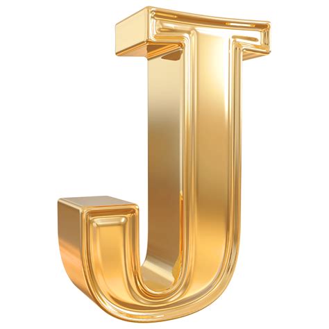 Gold Letter J Font 3d Render 36305380 Png