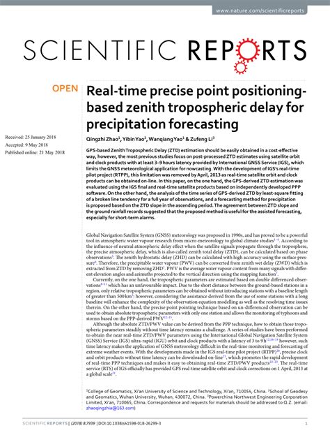Pdf Real Time Precise Point Positioning Based Zenith Tropospheric