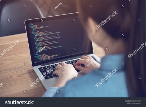 Close Woman Hands Coding Html Programming Stock Photo Shutterstock