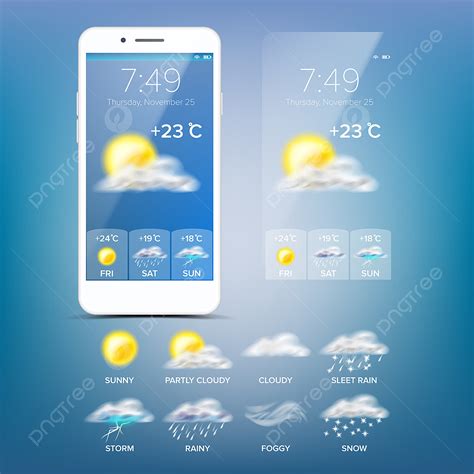 Weather Forecast Vector Design Images Weather Forecast App Vector Blue Background Application
