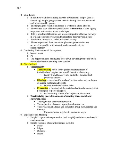 Lecture Notes On Human Geography People Places And Cultures Geog
